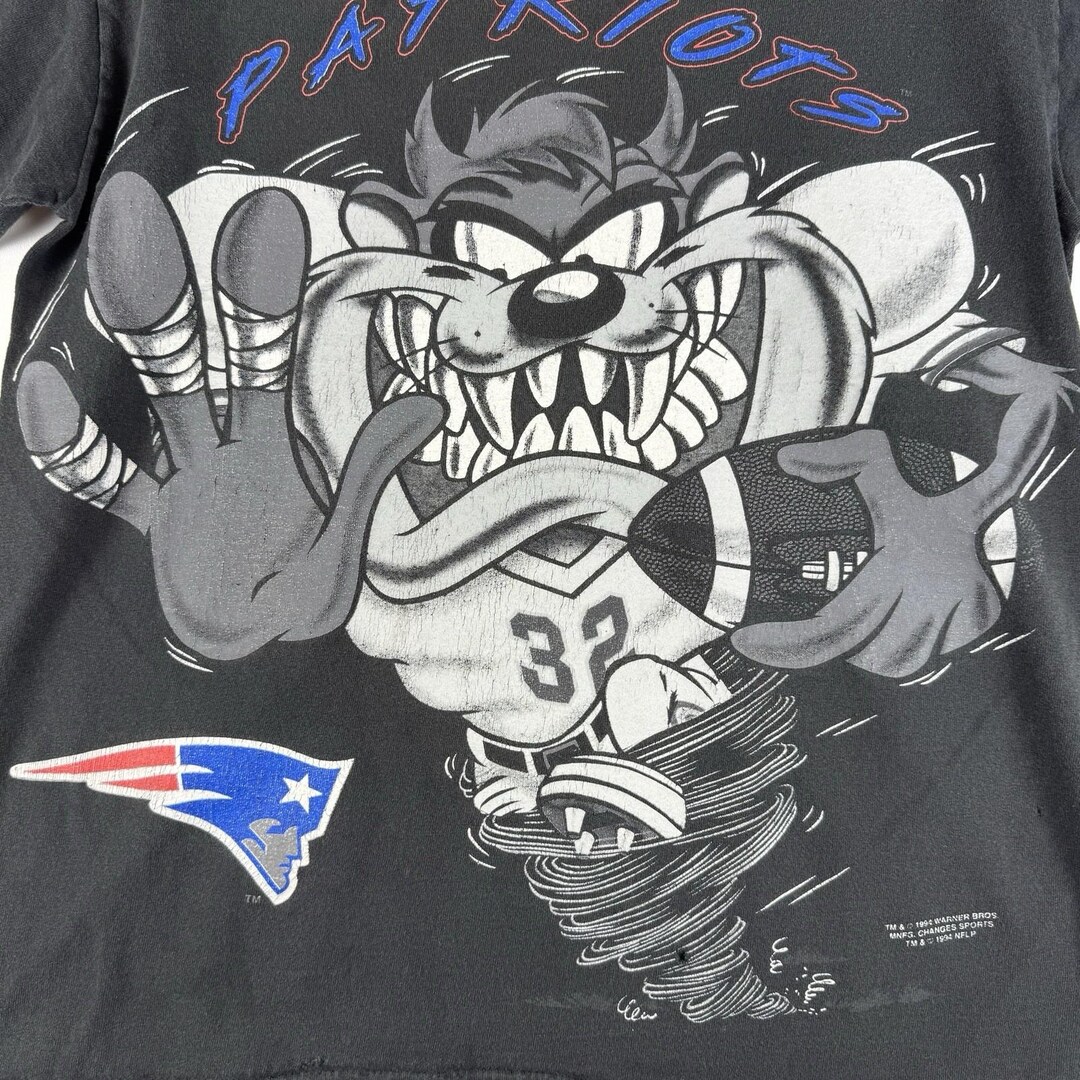 Vintage Single Stitch 1994 NE Patriots Taz Double Sided Medium Men's T ...