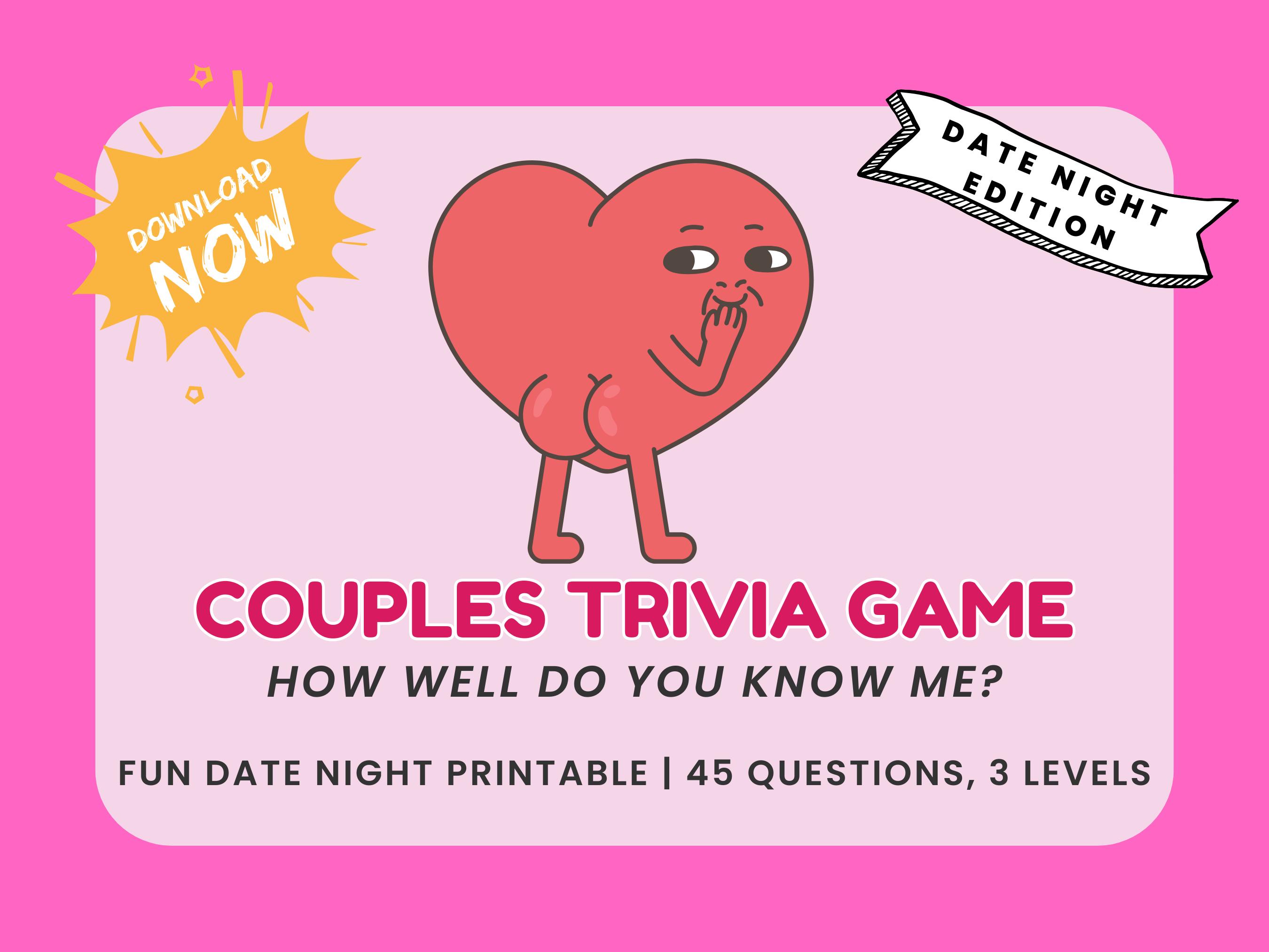 Couples Trivia Printable – Funny Date-night Game | Road Trip, Honeymoon ...
