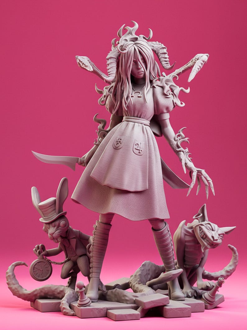 Alice Madness Returns Statue: Hand-painted Dark Wonderland Fan Art (7.9 ...