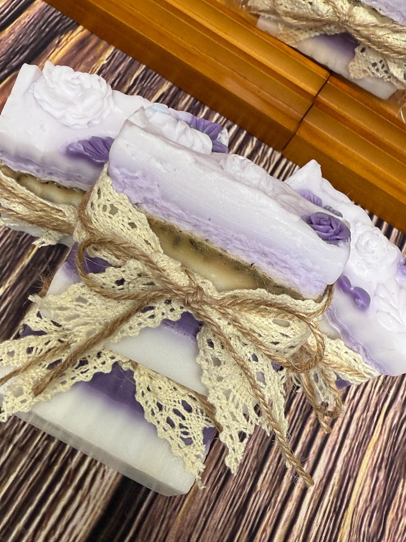 Handmade Lavender Big Soap Bar, Natural Two-tone Design - Etsy