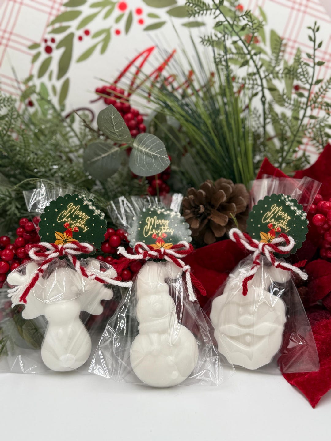 Handmade Christmas Soap Set: Reindeer, Snowman & Santa - Holiday Favors ...