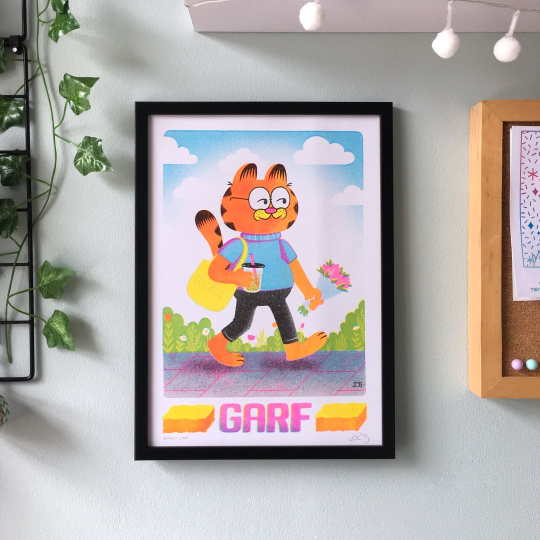 Perfect Garf Garfield Cat Risograph Print - Etsy