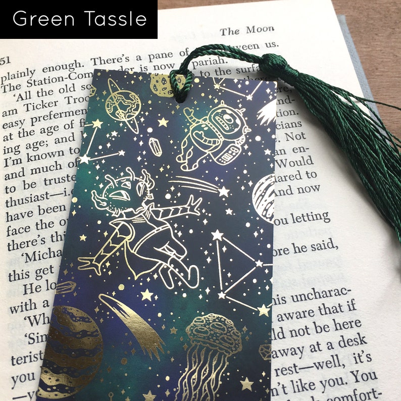 Gold Foil Bookmark Science Fiction Cosmic Astronauts - Etsy