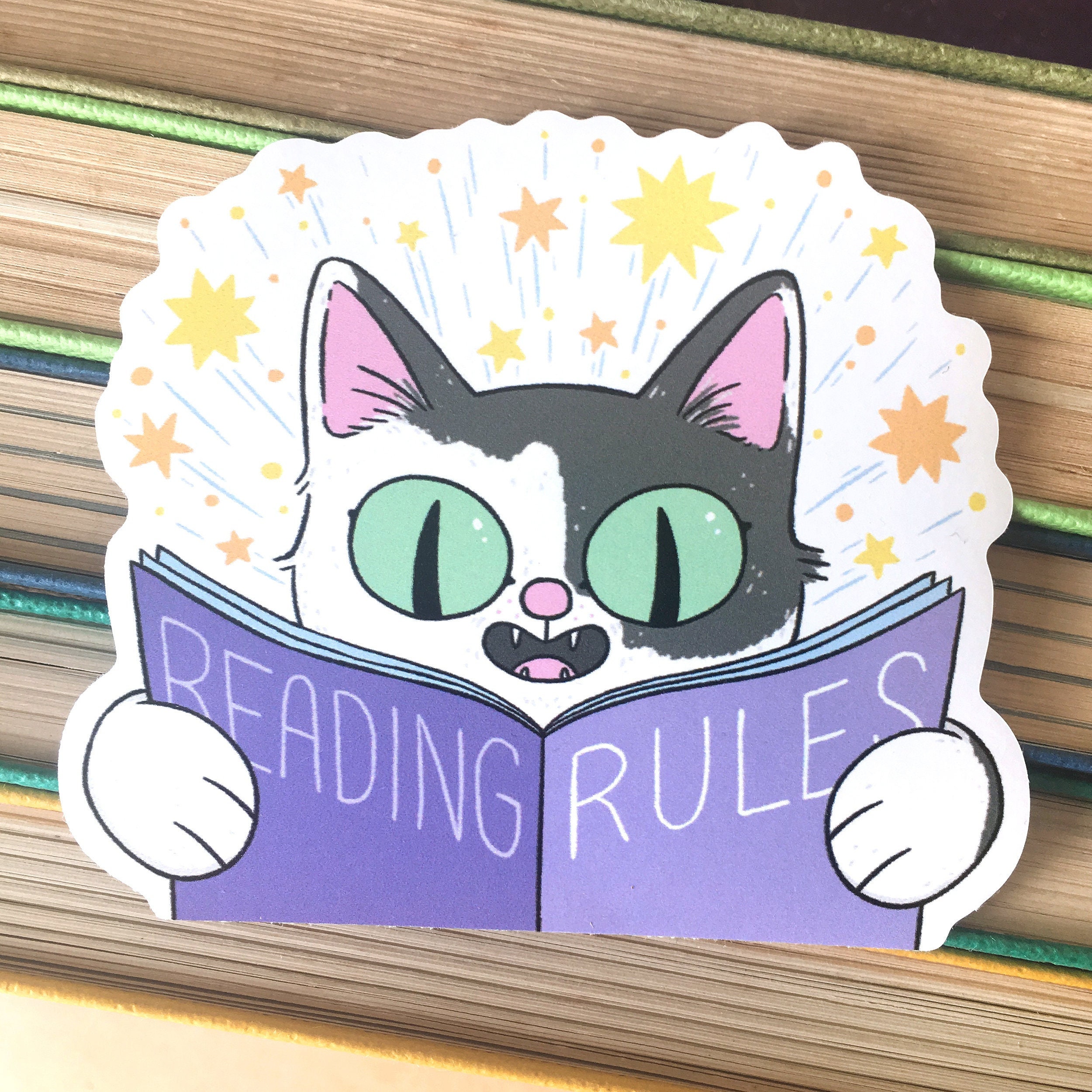 READING RULES Cat Vinyl Sticker Planner Laptop Decoration - Etsy