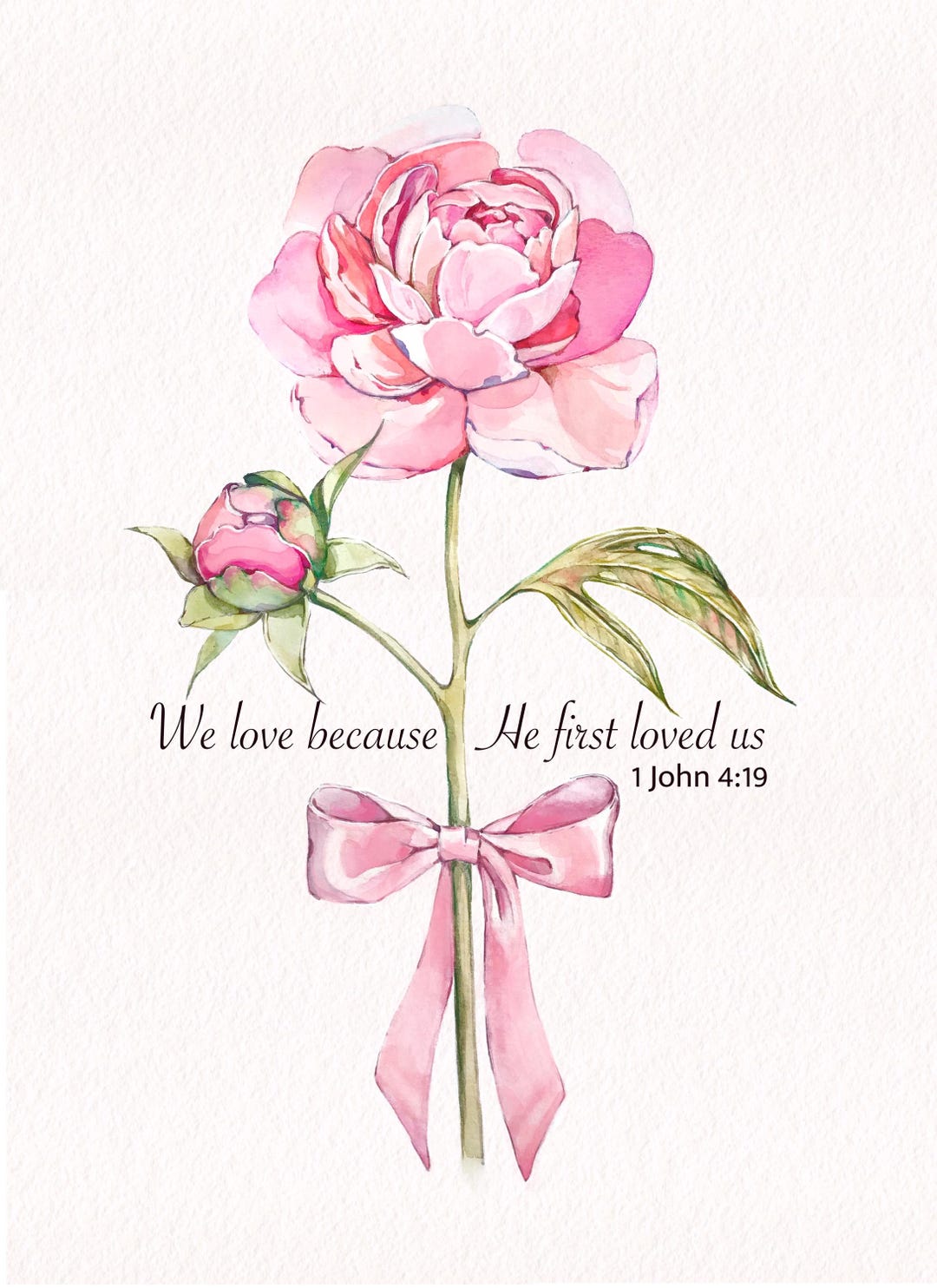 Pink Peony Watercolor Painting, Bible Quote Wall Art ,faith ...