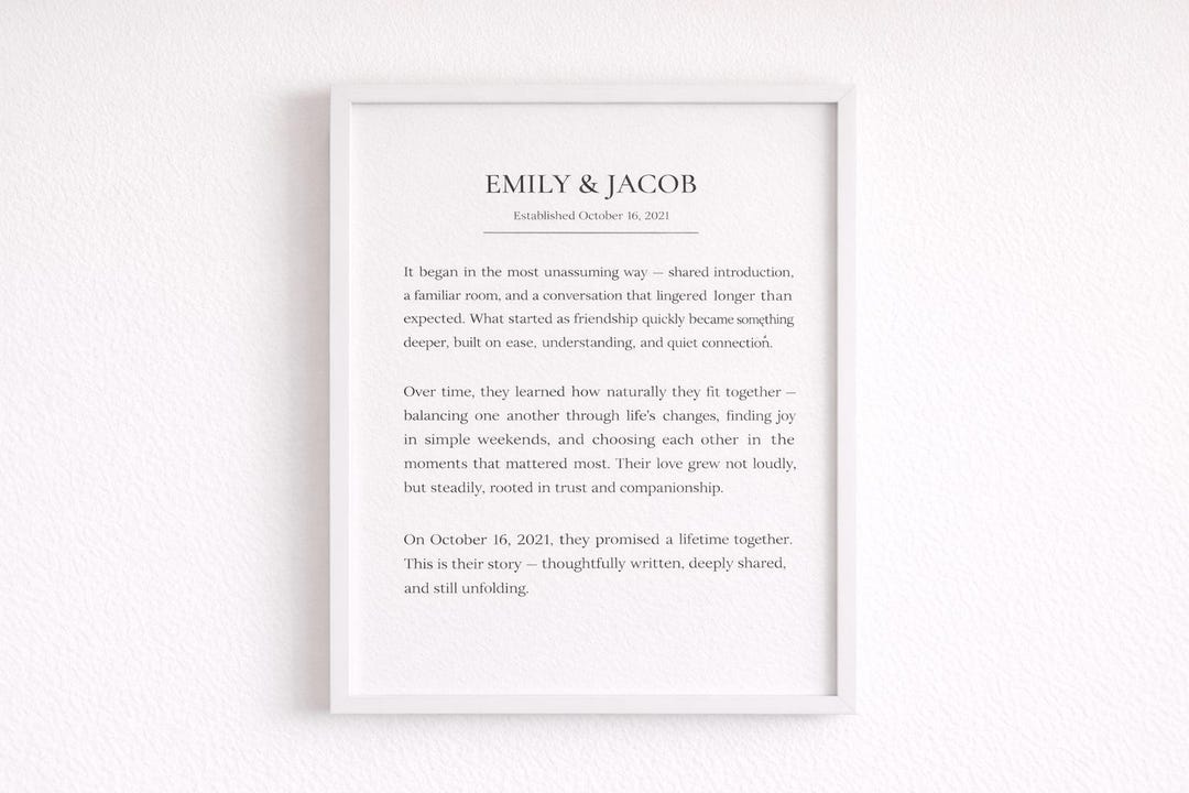Personalized Love Story Print | Custom Couple Story Gift | Anniversary ...