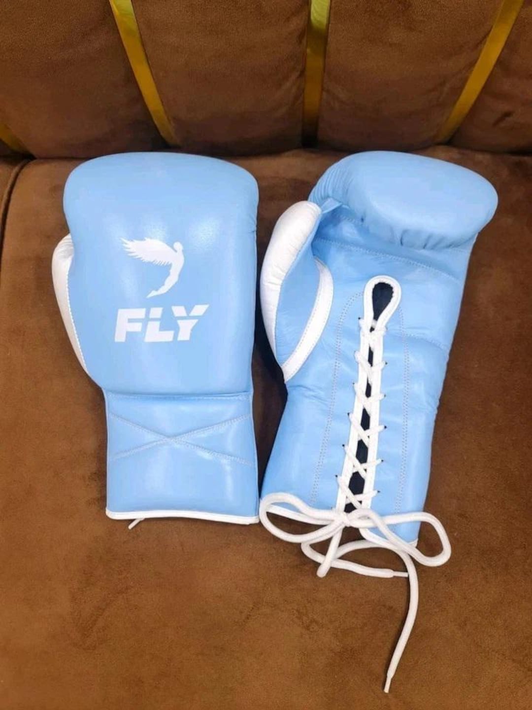 Fly Superlace X Boxing Gloves Lace up Type Pro Sparring Gloves - Sky ...