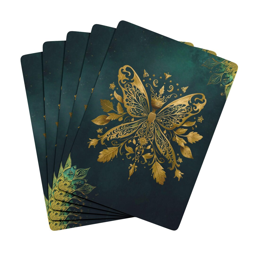 Gold Butterfly Back Poker Playing Cards | Ornate Spade Ace Design - Etsy