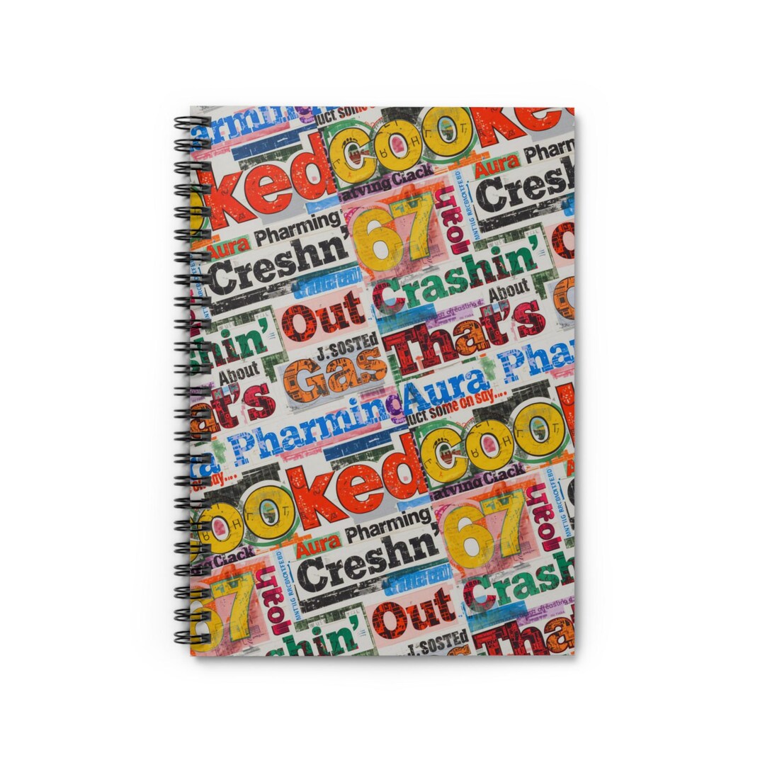 Colorful Brainrot Retro Newspaper Collage Spiral Notebook - Etsy