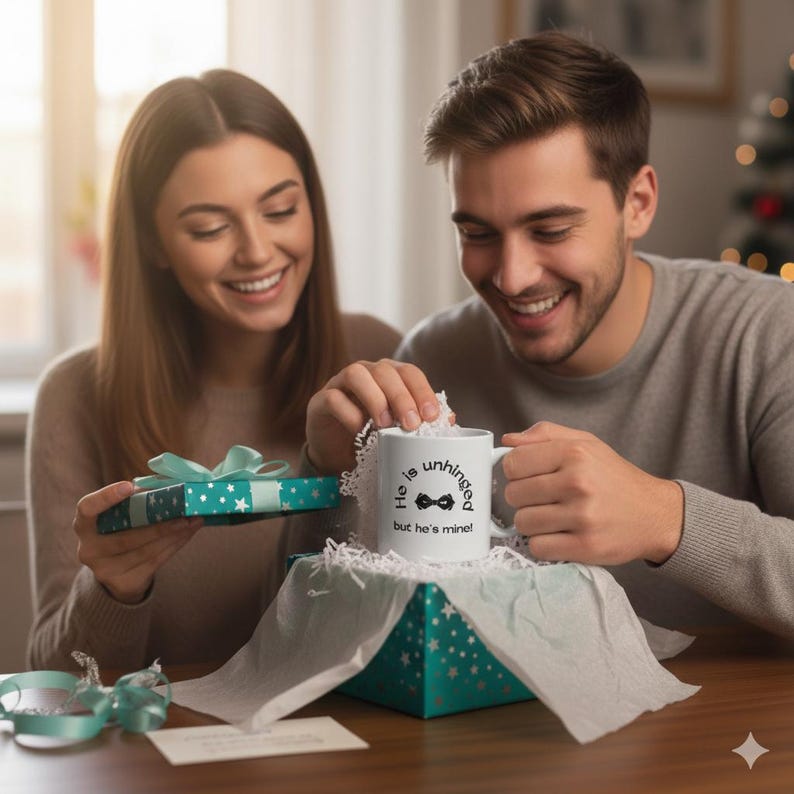 Funny Boyfriend Mug | He's Unhinged, Black Bowtie - Etsy New Zealand