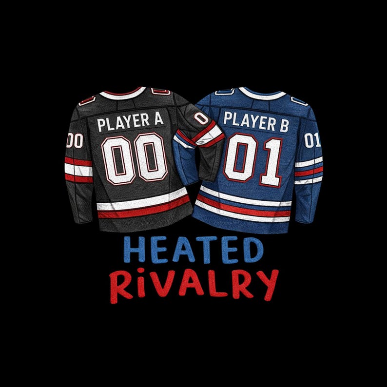 Custom Heated Rivalry Jersey Embroidery, Ice Hockey Embroidery Design ...