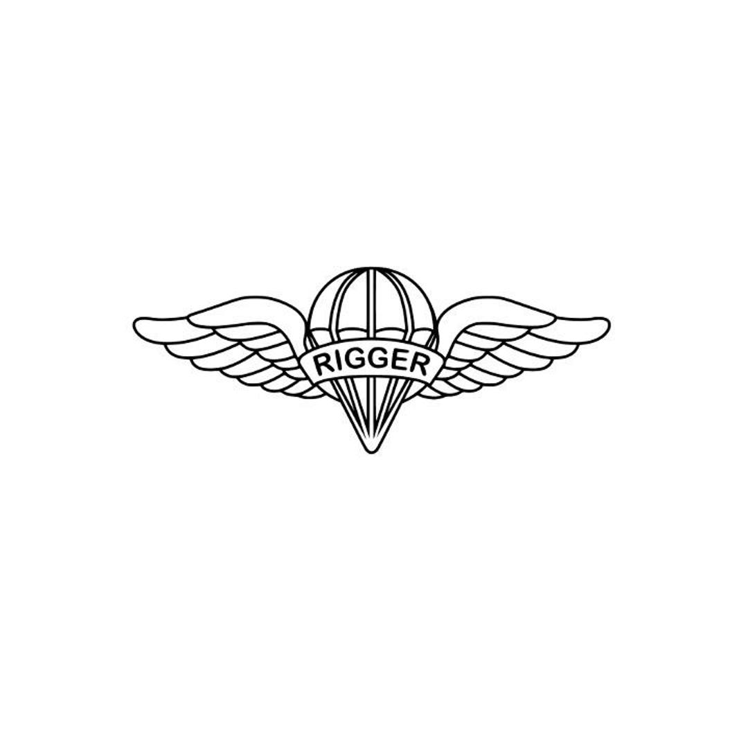 Army Parachute Rigger Badge Vinyl Decal | Transparent Black Decal ...