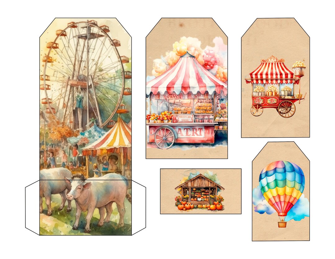 County Fair Ephemera – Printable Junk Journal Tags, Folders (digital ...