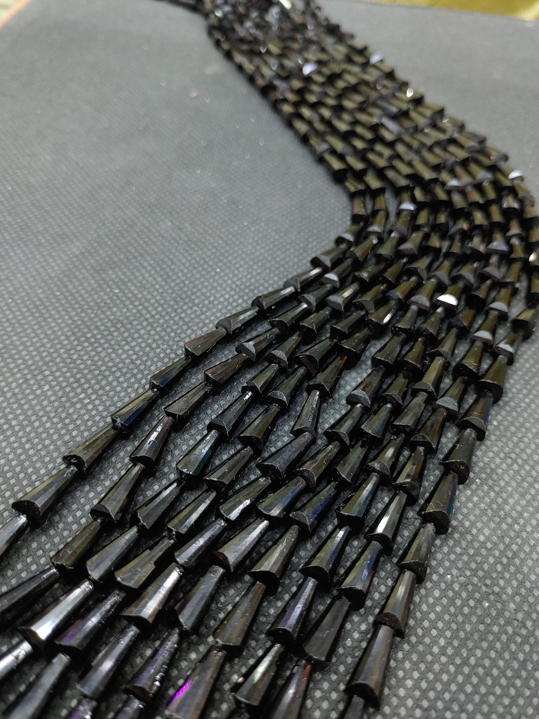 Faceted Glass Cone Beads, Glass Spike Beads,triangle Pointed Back ...