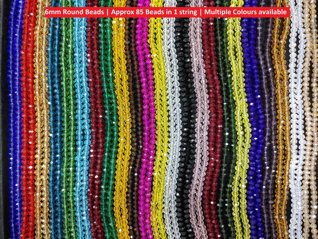 Premium Faceted Multi Color Beads, 6mm Crystal Glass Beads, Fashion ...