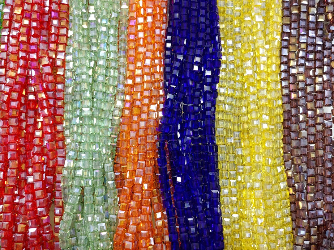 Rainbow Faceted Glass Cube Beads, DIY Jewelry Making - Etsy