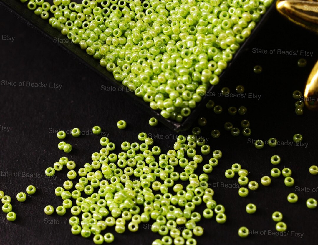 11/0 Opaque Olivine Luster Charlotte Cut Beads, 2mm Embroidery Beads ...