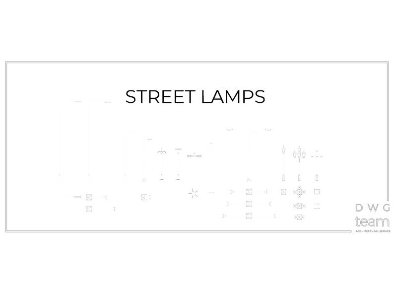 Street Lamps 002 CAD Blocks | 2D Autocad Pole & Outdoor Lighting DWG ...