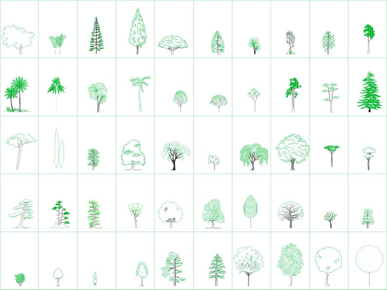 Autocad 2D Tree Block Set | DWG Files for Landscape, Garden ...