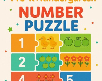 Number Puzzle Worksheet: Kids Math Game, Numbers 1-10 (printable PDF ...