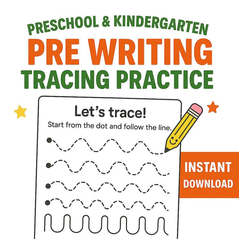 Pre-writing Tracing Worksheets – Printable PDF for Preschool | Fine ...