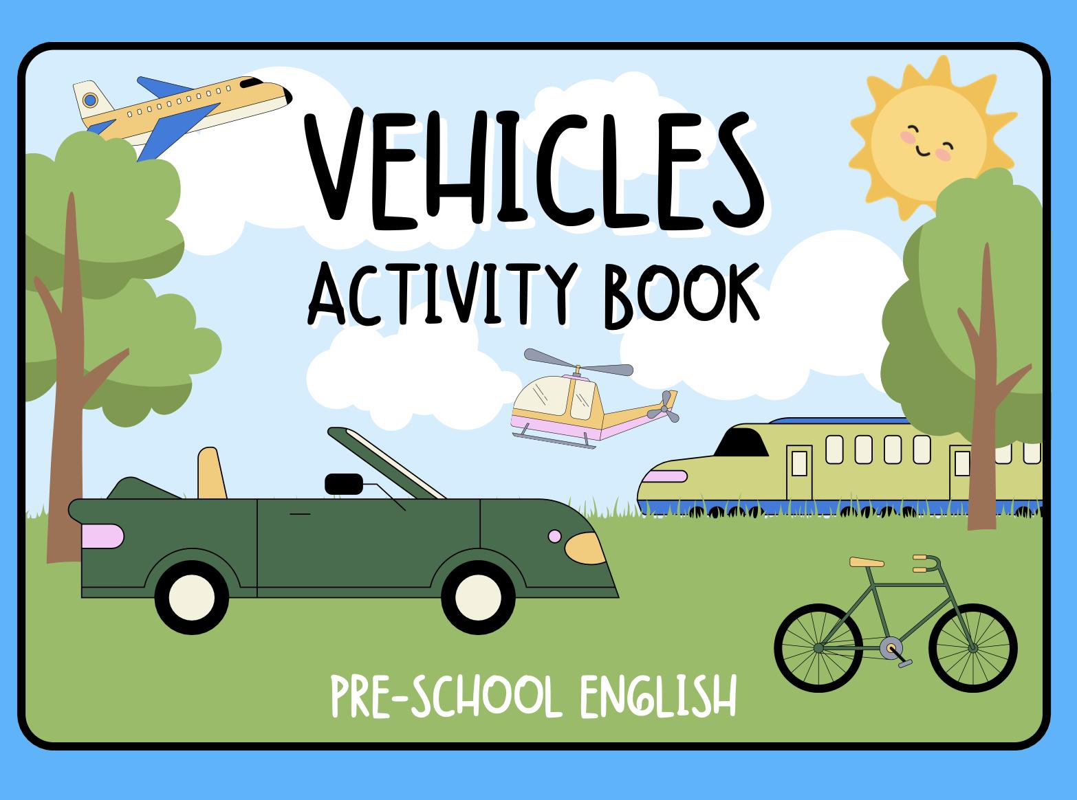 Vehicles Activity Book for Kids: Tracing, Coloring & Drawing (printable ...
