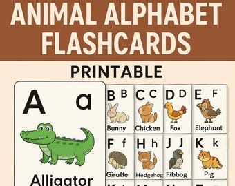 Animal Alphabet Flashcards: A-Z Learning Cards for Kids (PDF Download ...
