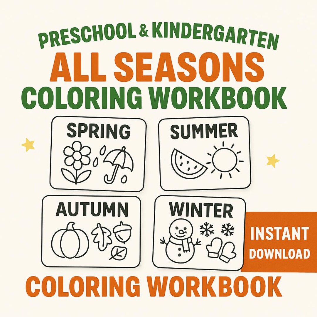Seasons Coloring Book: Preschool & Kindergarten Activity (printable PDF ...