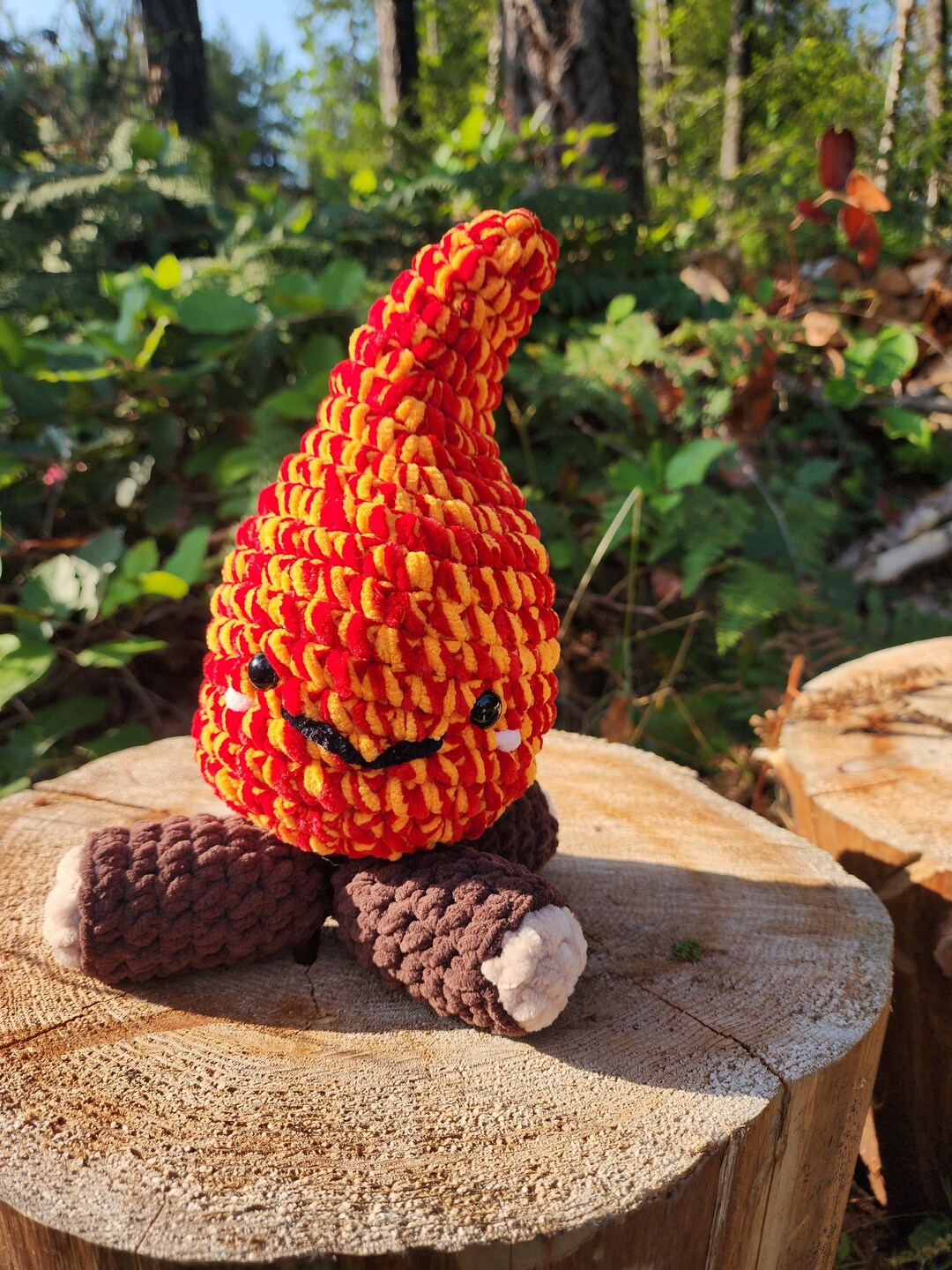 Crochet Flame Plushie: Campfire Amigurumi With Log Legs. Made to Order ...