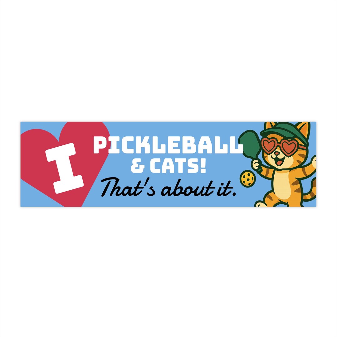 Pickleball Cat Bumper Sticker: Vibrant Vehicle Art - Etsy