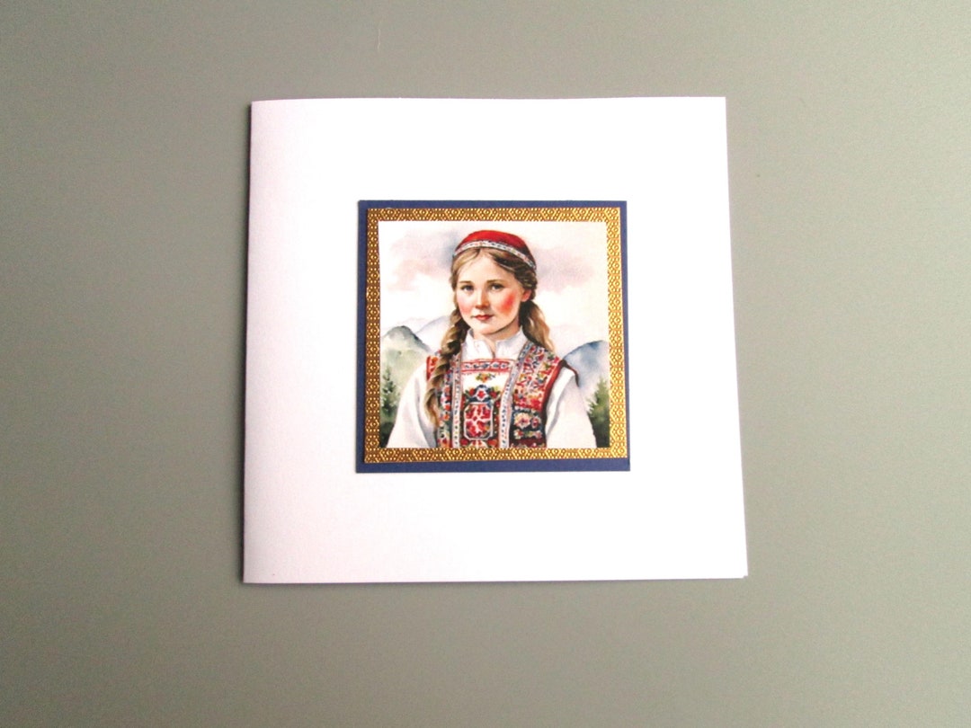 Norwegian Girl in Bunad Greeting Card - National Dress - Etsy