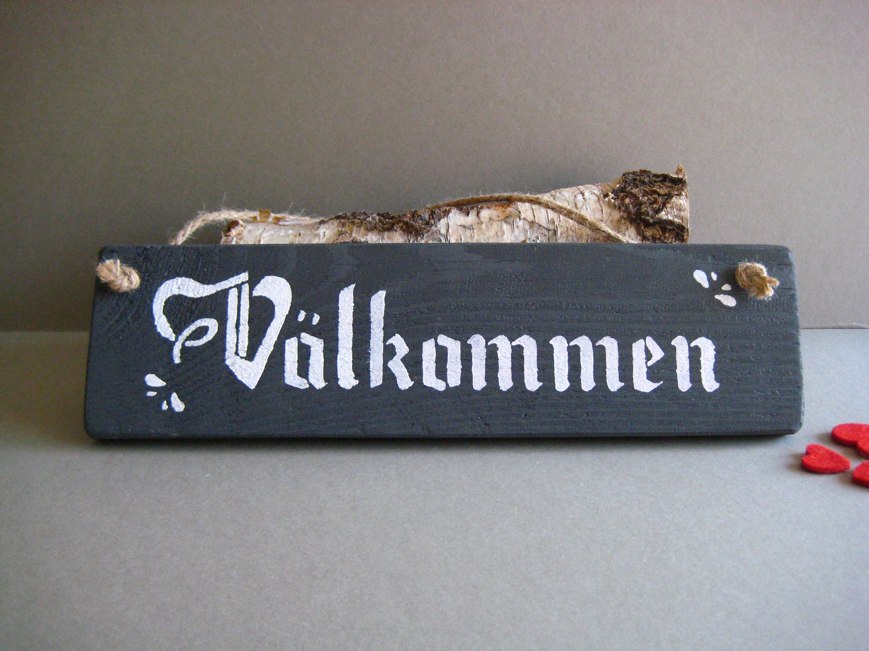 Grey Välkommen Swedish Welcome Reclaimed Wood Hanging Sign | Etsy