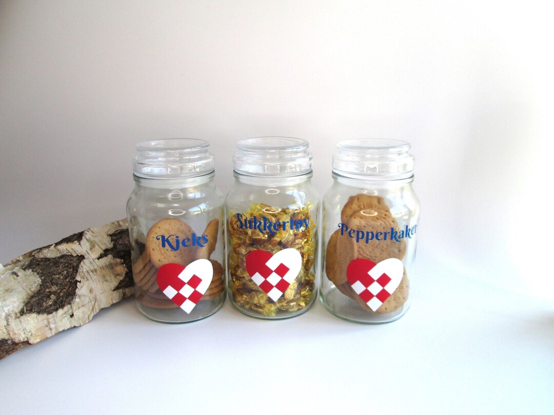 Norwegian Snack Glass Jars - Sweets / Candy Biscuits / Cookies ...