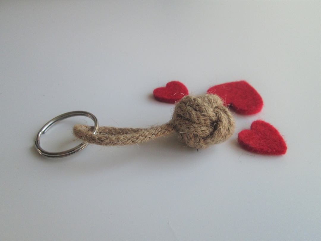 Hessian Jute Monkey's Fist Knot Key Fob: Nautical Rope Keychain - Etsy UK