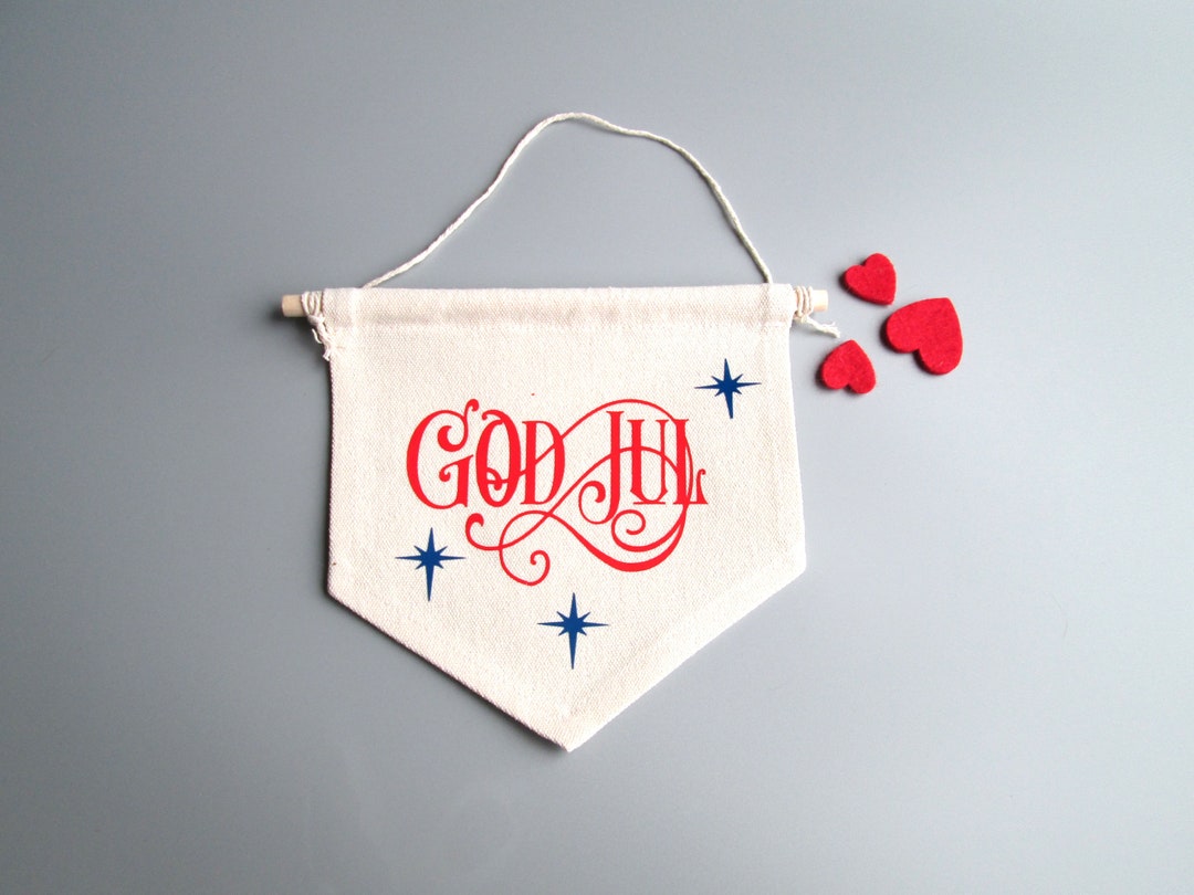 Norwegian / Swedish / Danish God Jul Small Christmas Banner - Etsy