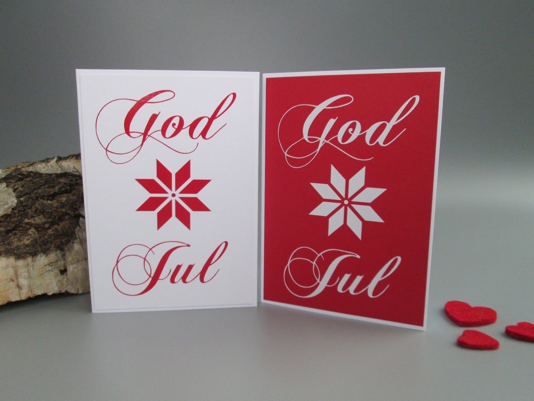 God Jul & Snowflake Christmas Greeting Card - Etsy