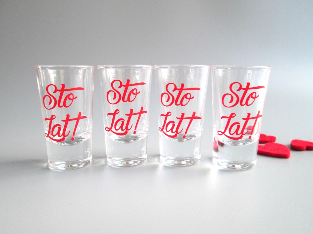 Set of Four Sto Lat! Polish Shot Glasses - Etsy