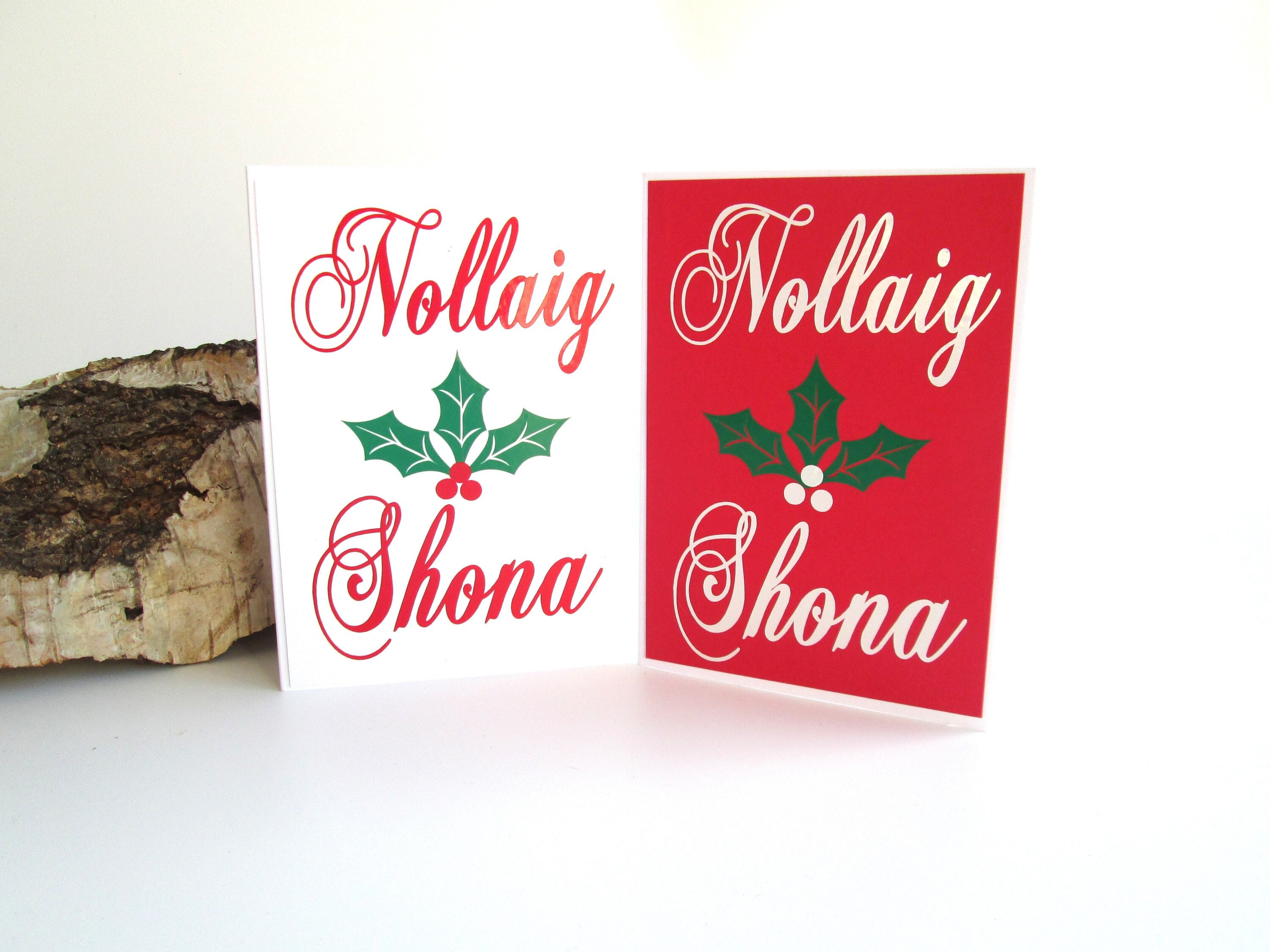 Nollag Shona Cat Irish Christmas Prints, Christmas Wreath Nollaig
