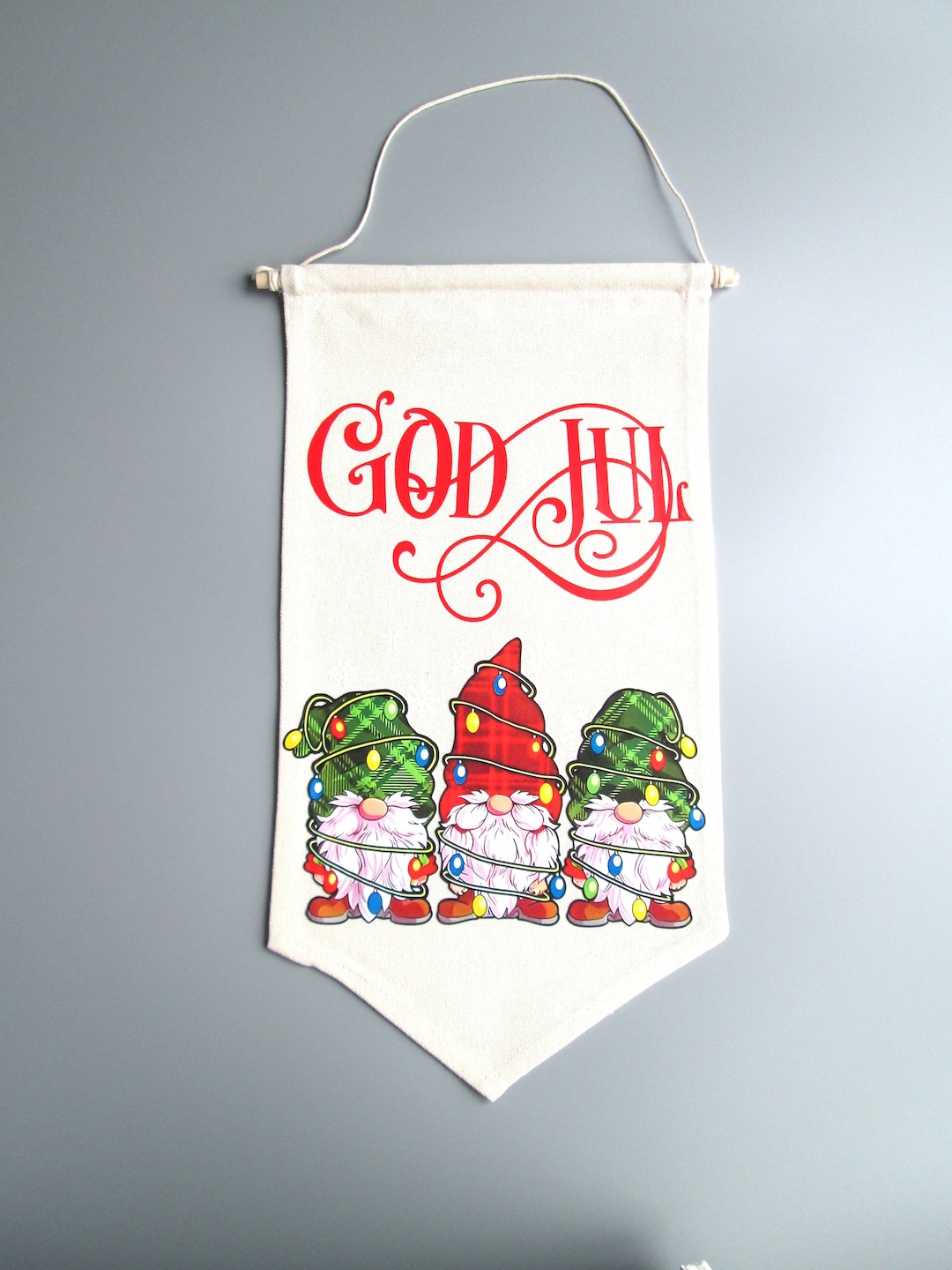 Norwegian / Swedish / Danish God Jul Christmas Gnome Banner - Etsy