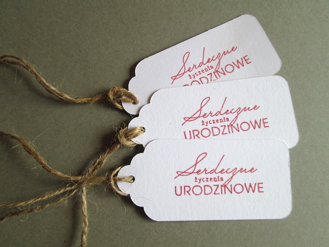Polish Happy Birthday Tag Label - Etsy