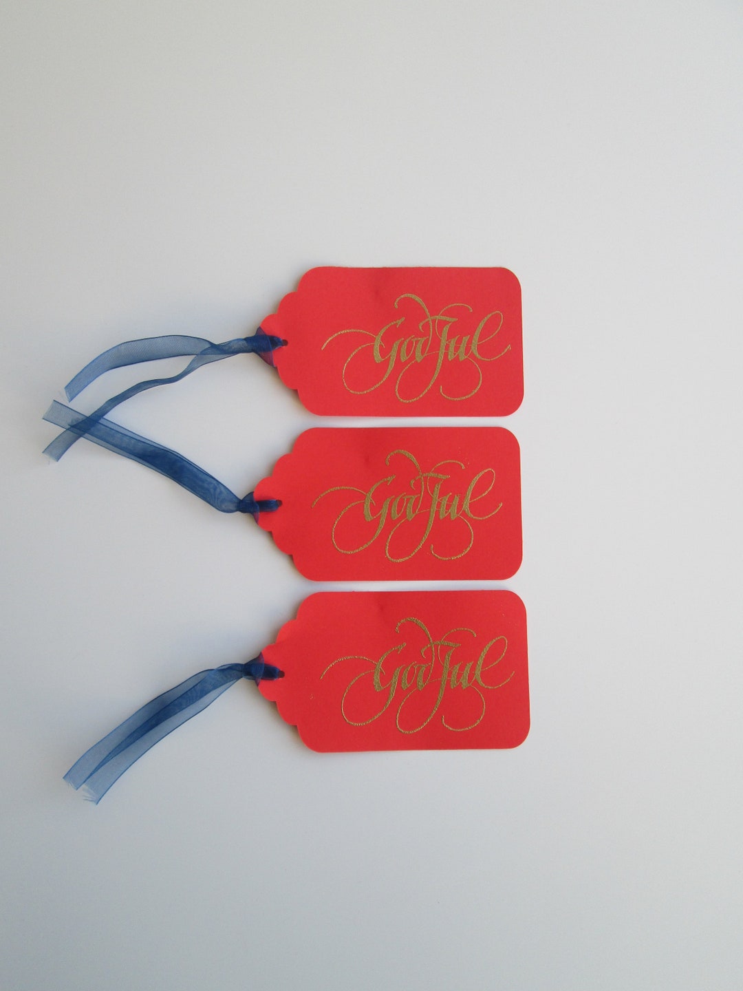 God Jul Norwegian, Swedish, Danish Happy Christmas Tag Label - Etsy