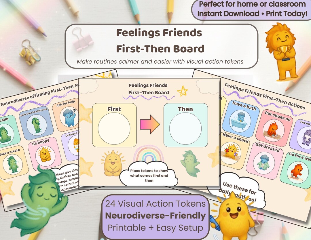 Feelings Friends First-then Board | Visual Schedule & Routine Support ...