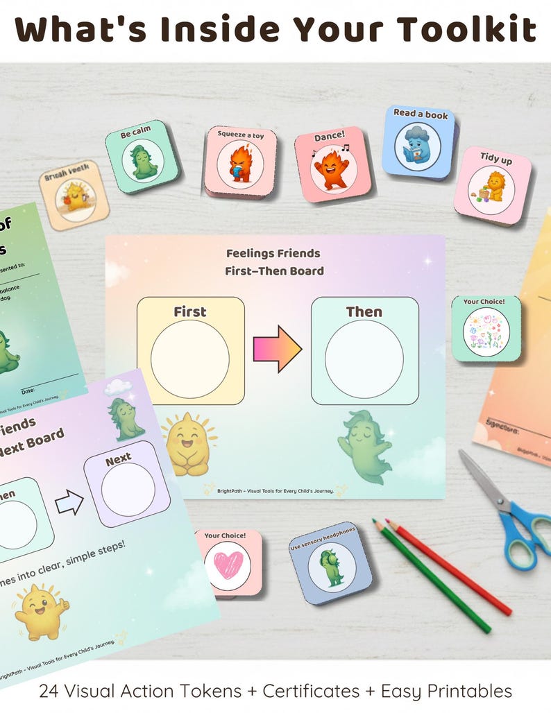 First–then Visual Schedule for Kids • Routine Board PDF • First-then ...