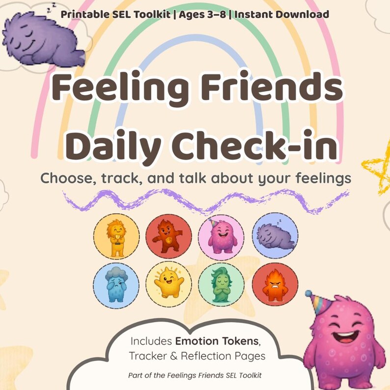 Daily Feelings Check-in Toolkit | Printable SEL Emotions Chart | Kids ...