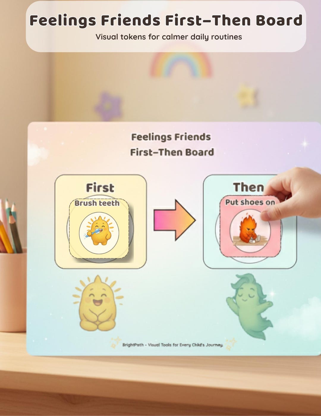 First–then Visual Schedule for Kids • Routine Board PDF • First-then ...