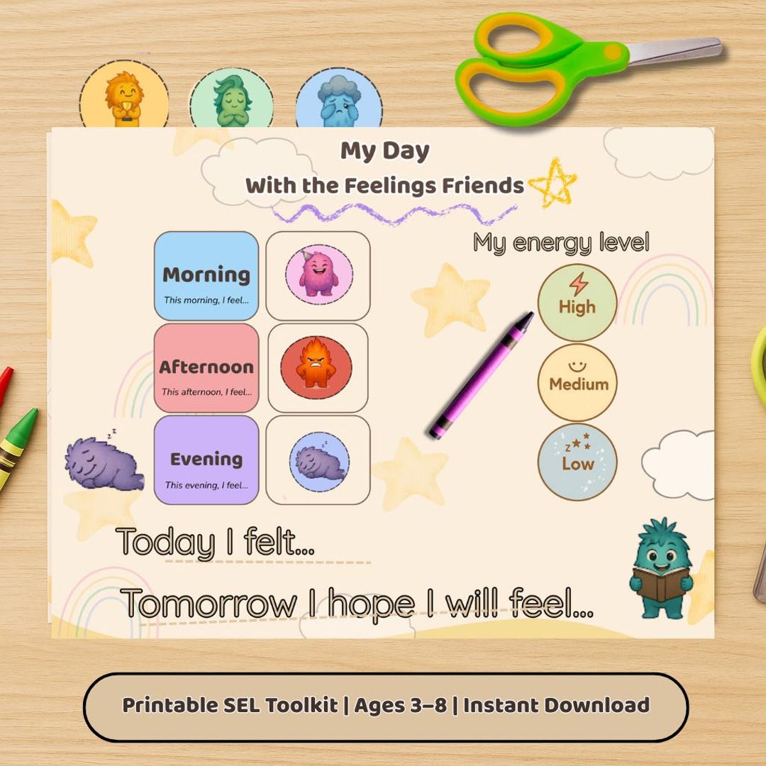 Daily Feelings Check-in Toolkit | Printable SEL Emotions Chart | Kids ...