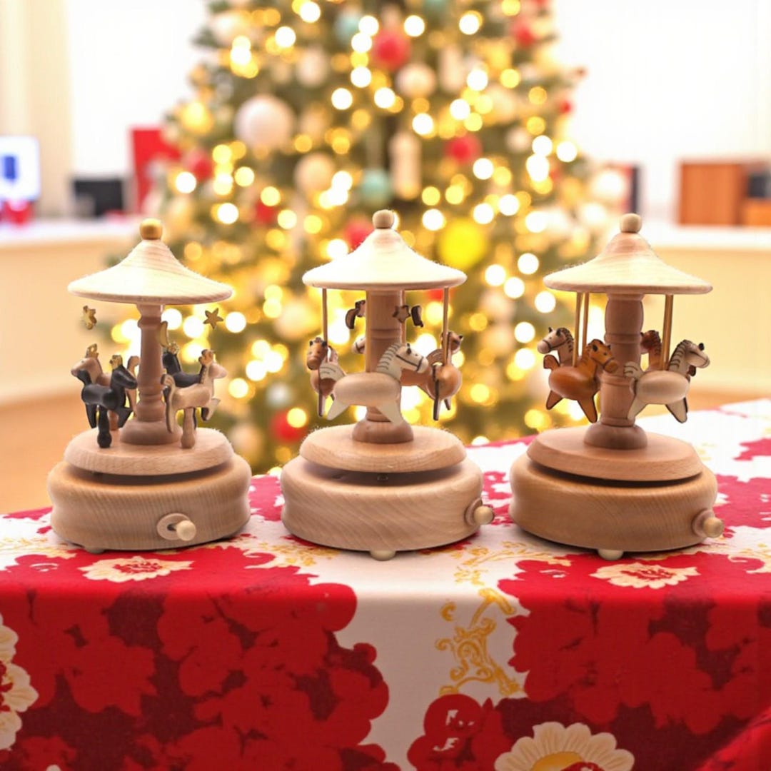 Wooden Carousel Music Box: Classic Handcrafted Keepsake Gift for ...