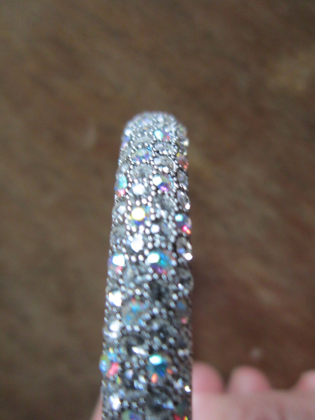 Two Signed Joan Rivers Crystal Bangles Clear Stones and Shades of Brown ...