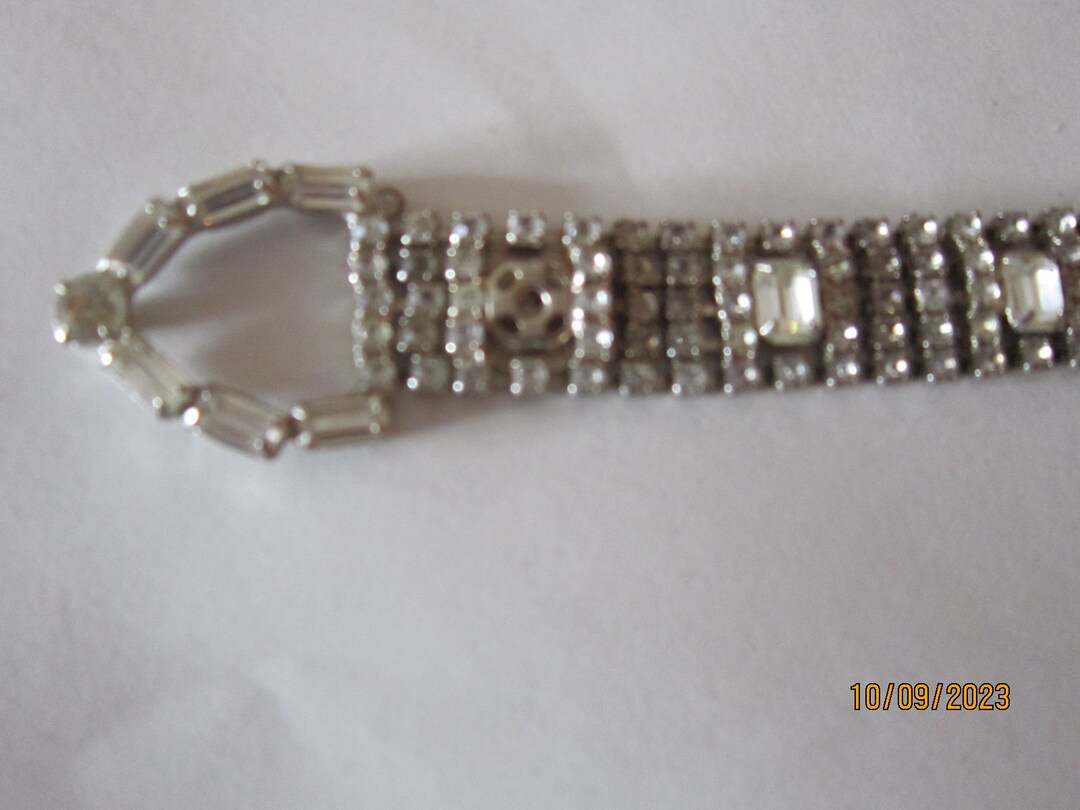 Stunning Deco Rhinestone Bracelet Snap Closure With Buckle - Etsy