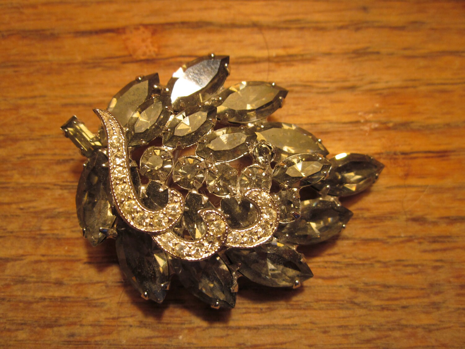 Signed Weiss Pin Brooch Smokey Rhinestones Gorgeous Signed | Etsy